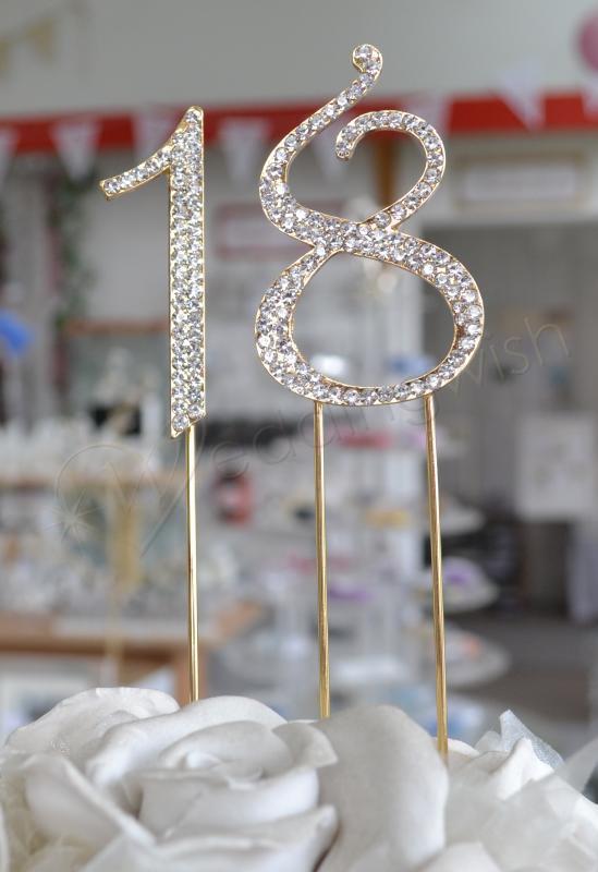 Wedding Diamante Gold Number Cake Picks - Wedding Wish Wedding Diamante Gold Number Cake Picks - Wedding Wish