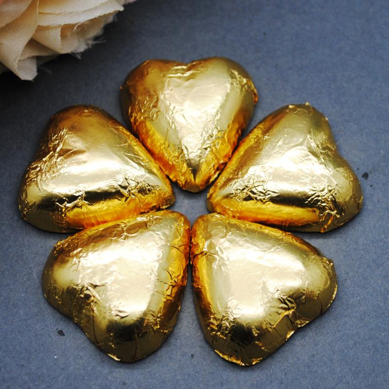 Wedding Gold Heart Shaped Chocolates X 100 Wedding Wish