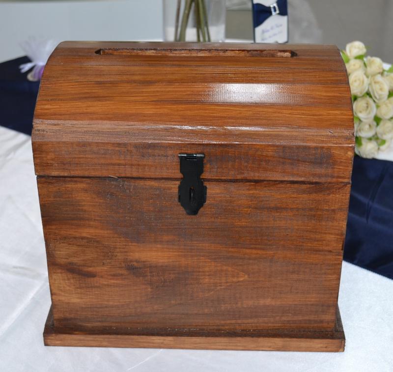 Wedding Large Timber Stained Wooden Treasure Chest - Wedding Wish
