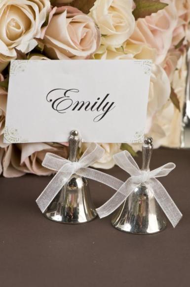 Wedding Silver Plated Deluxe Kissing Bells with Bow X 4 - Wedding Wish