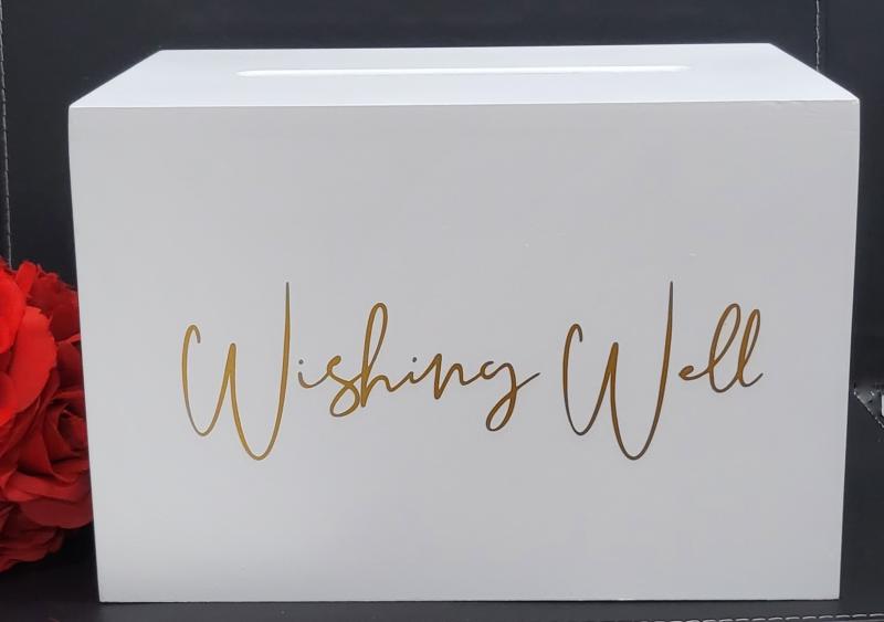 Wedding Small Rectangular Wishing Well Box with Decal - Wedding Wish