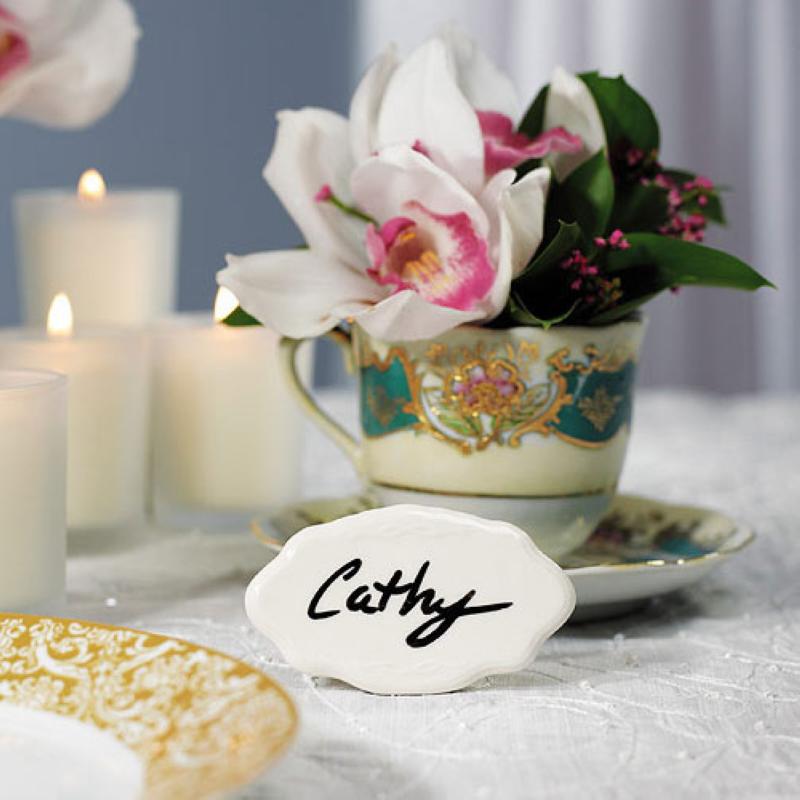 Wedding White Glazed Ceramic Reusable Place Marker - Wedding Wish