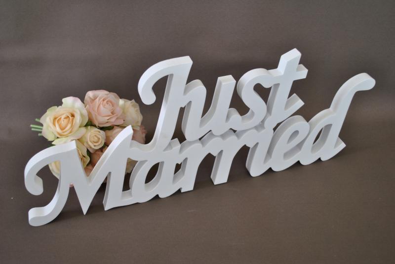 Wedding Just Married Timber Word Sign - Wedding Wish