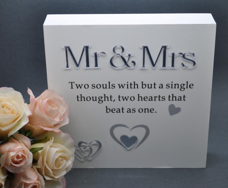 Wedding Mr and Mrs Poem Timber Block Sign - Wedding Wish